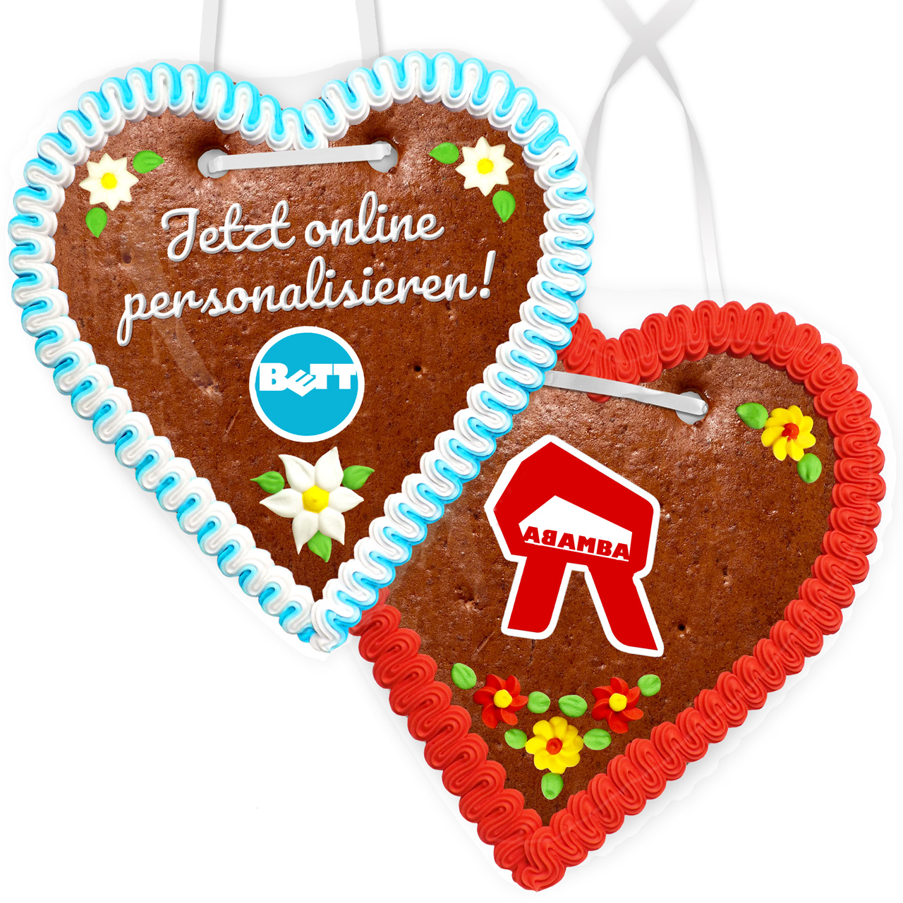 Lebkuchenherz individuell mit Logo und Schriftzug - Größe 24x22cm
